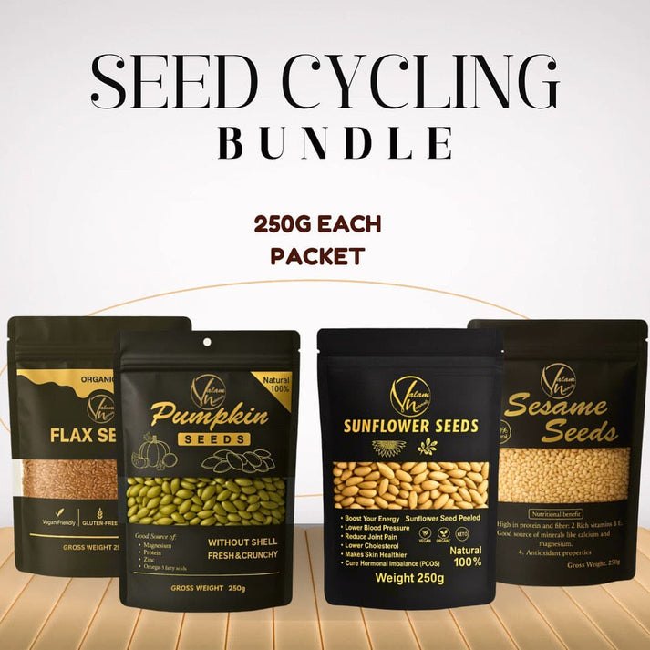 Seed Cycling Kit – 4-Pack (Pumpkin, Flax, Sunflower, Sesame) 240g Each ...